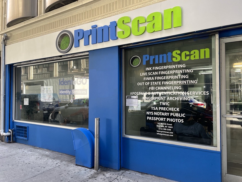 PrintScan- New York Fingerprints, Manhattan - 247 W 35th St, Storefront, NY 10001 - Hours ...